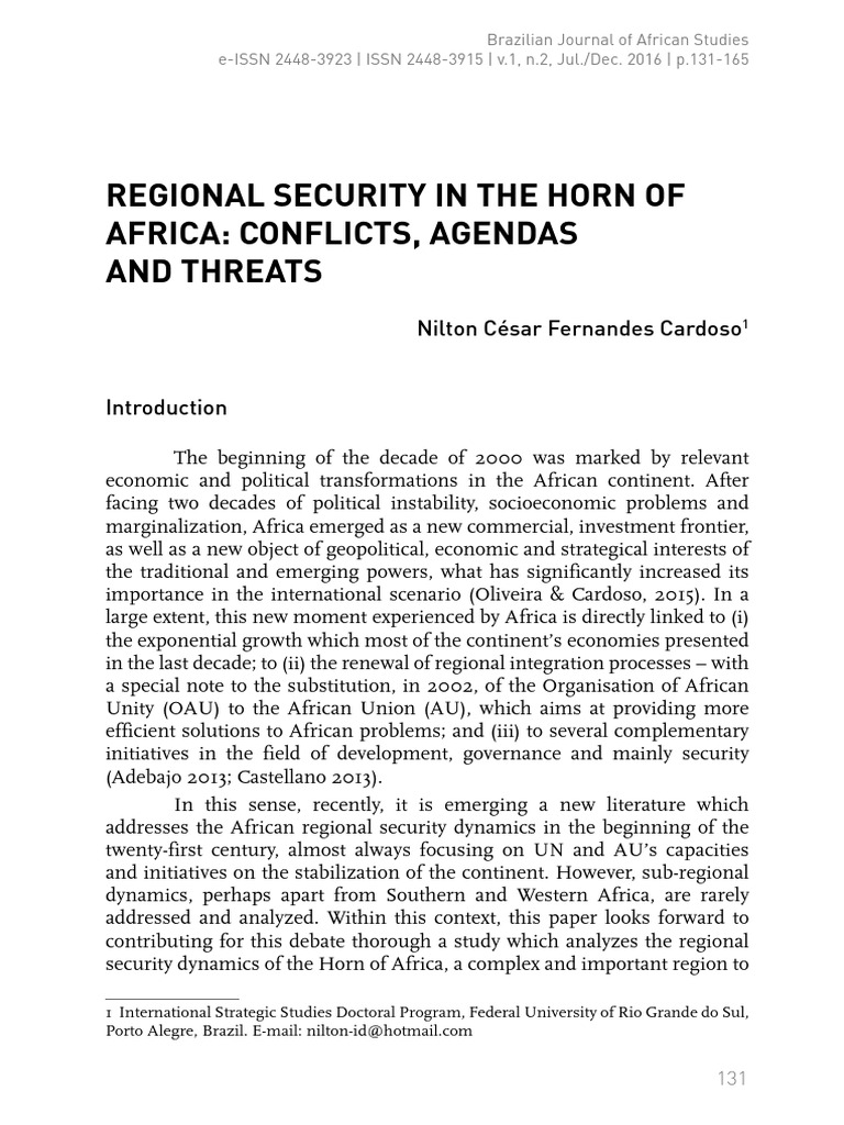 Horn of Africa Regional Security Analysis | PDF | Ethiopia | Eritrea
