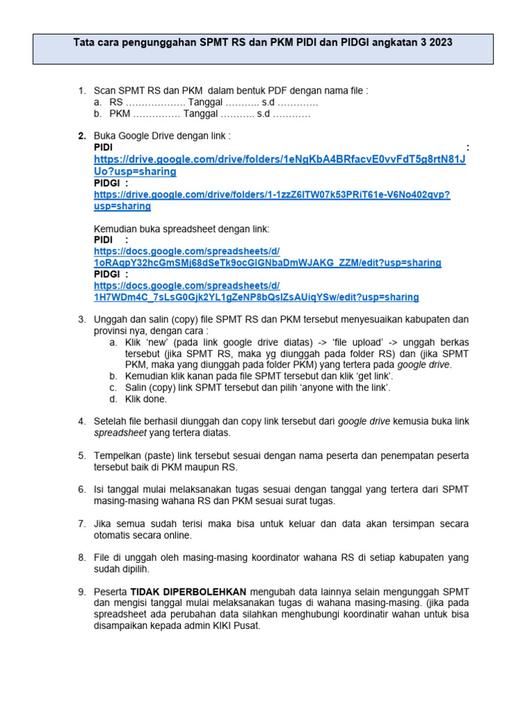 Panduan Unggah SPMT RS dan PKM 2023 | PDF