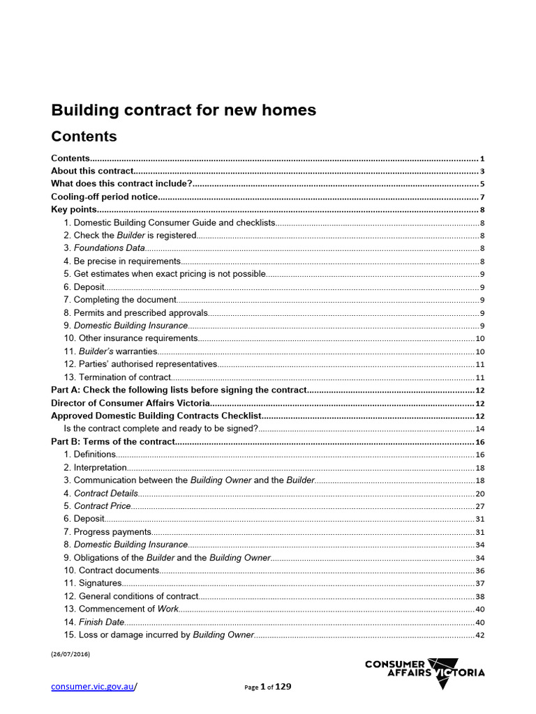 Building Contract For New Homes | PDF | Specification (Technical Standard) | Insurance