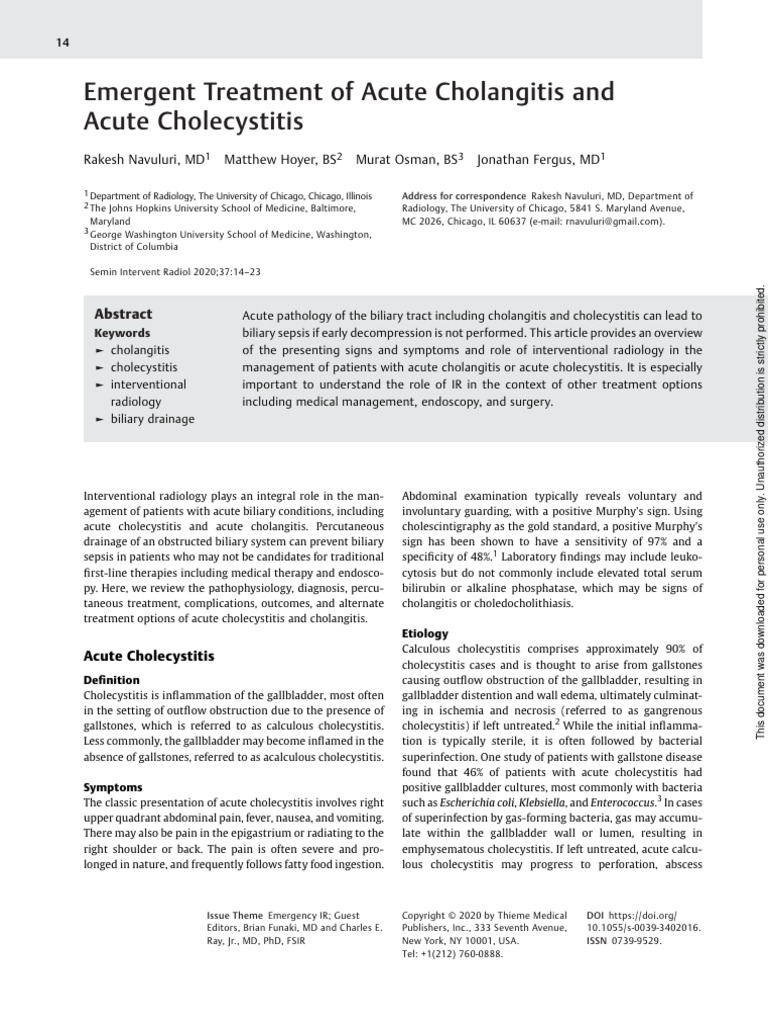 Emergent Treatment of Acute Cholangitis and | PDF | Medical Specialties ...