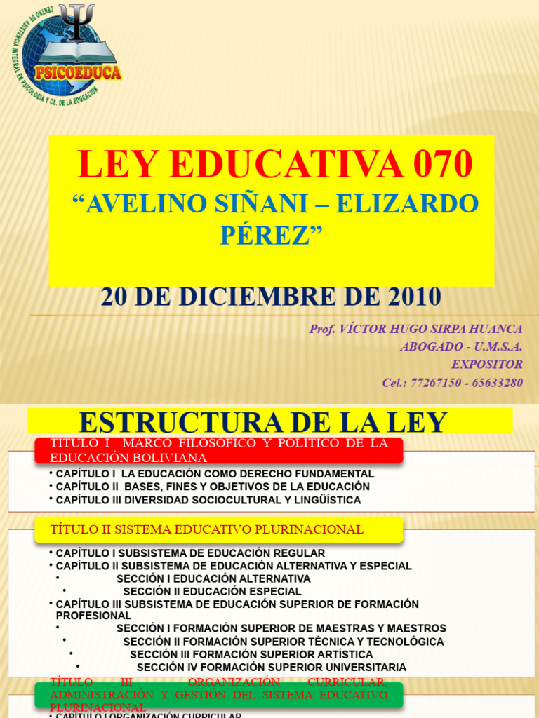 Ley 070 Vico | PDF | Educación más alta | Desarrollo profesional
