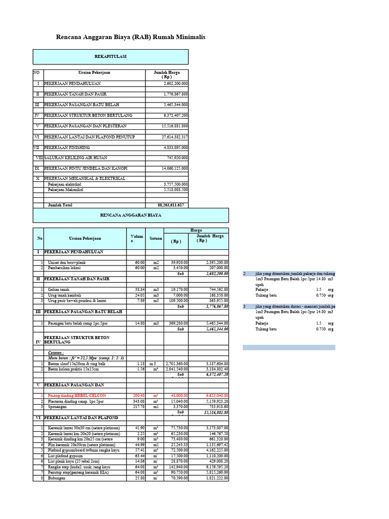 Rab Rumah Minimalis Dinding Hebel To Student (1) Coba | PDF | Teknologi & Rekayasa