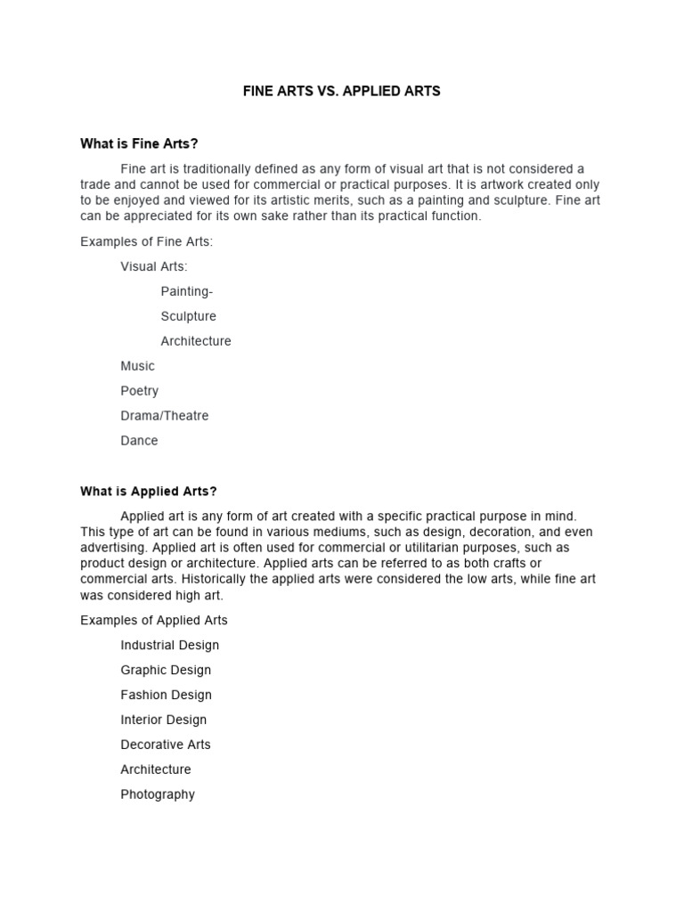 Fine Arts VS Applied Arts | Download Free PDF | Fine Art | The Arts