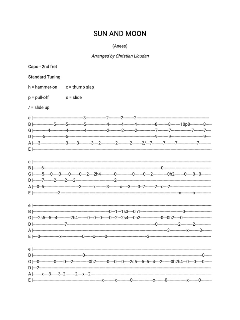 Sun - and - Moon Tabs | PDF | Number One Singles | Singles (Music)