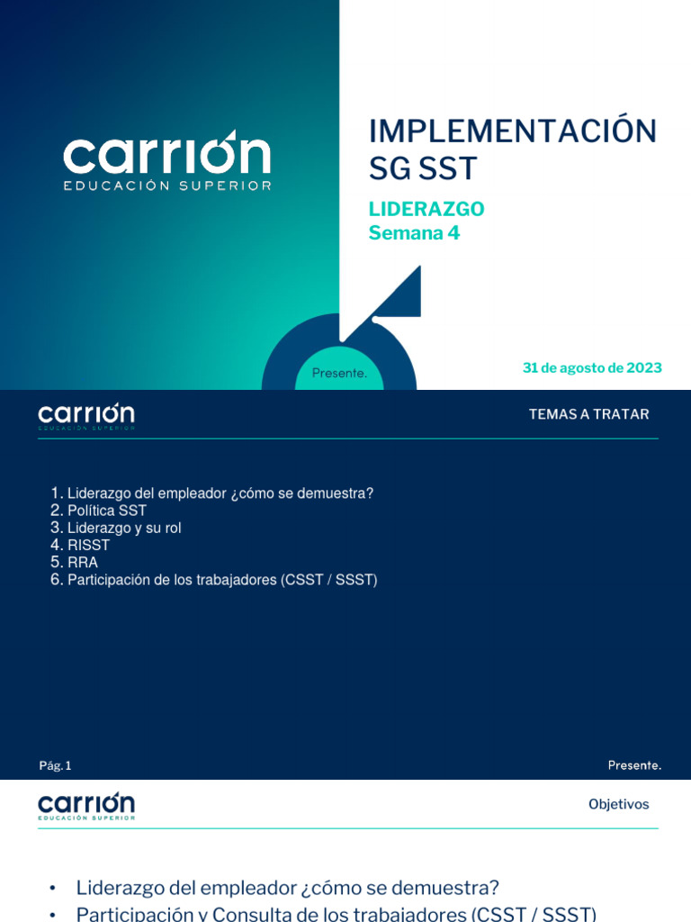 Semana 4 - SG SST - Liderazgo | PDF | Seguridad y salud ocupacional