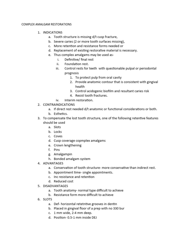 Complex Amalgam Restorations | PDF | Medical Specialties | Health Sciences