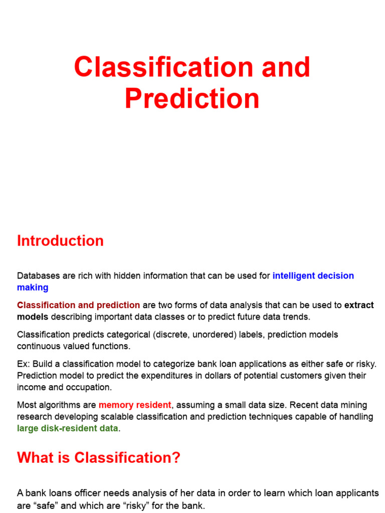 Classification and Prediction | PDF | Statistical Classification | Prediction