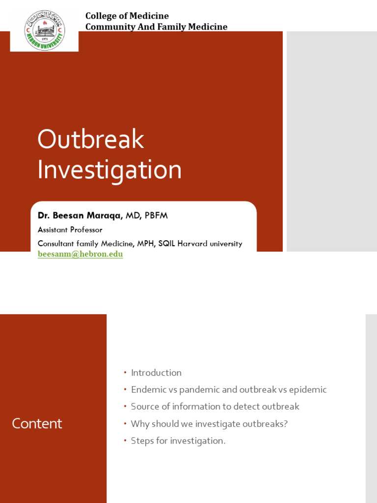 Lecture 6 - Outbreak Investigation | PDF | Epidemics | Epidemiology