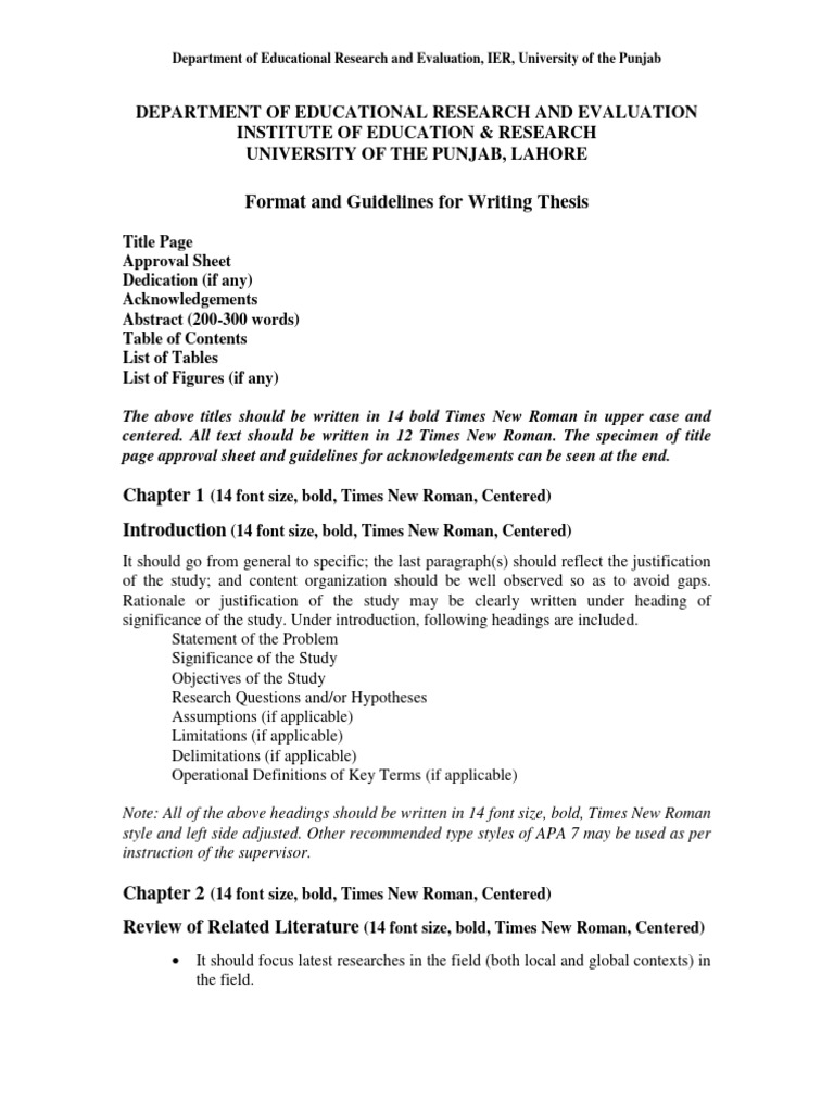 Thesis Format Guidelines Mera Pdf Thesis Methodology