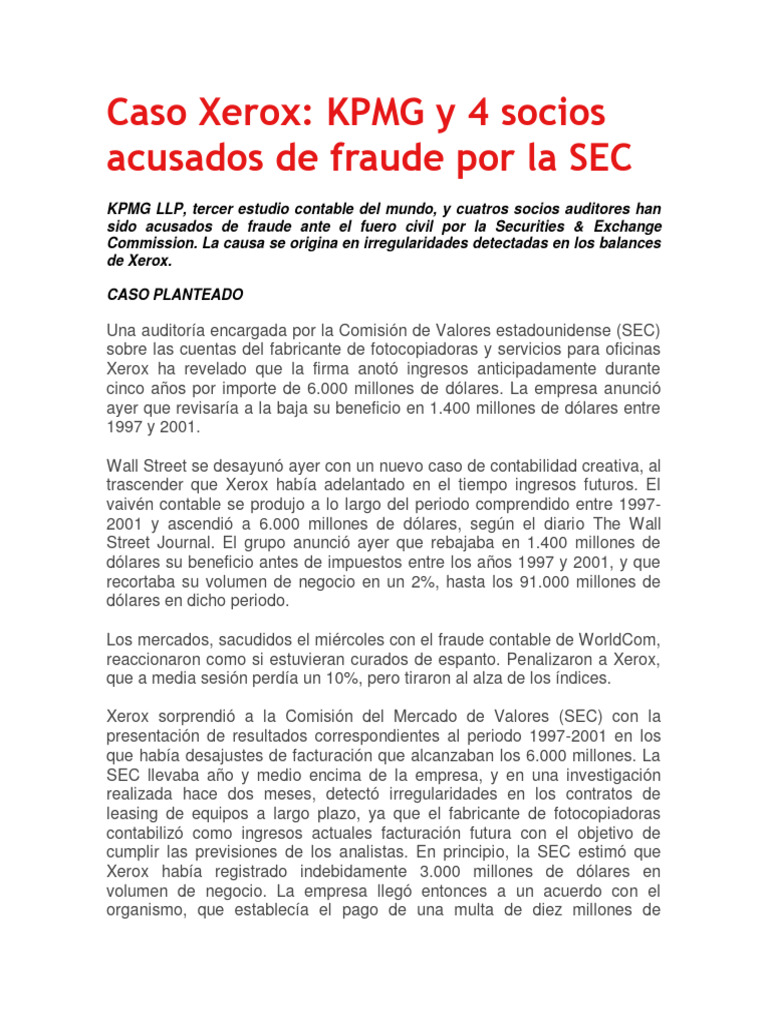 Caso Xerox | PDF | Auditoría | Contabilidad