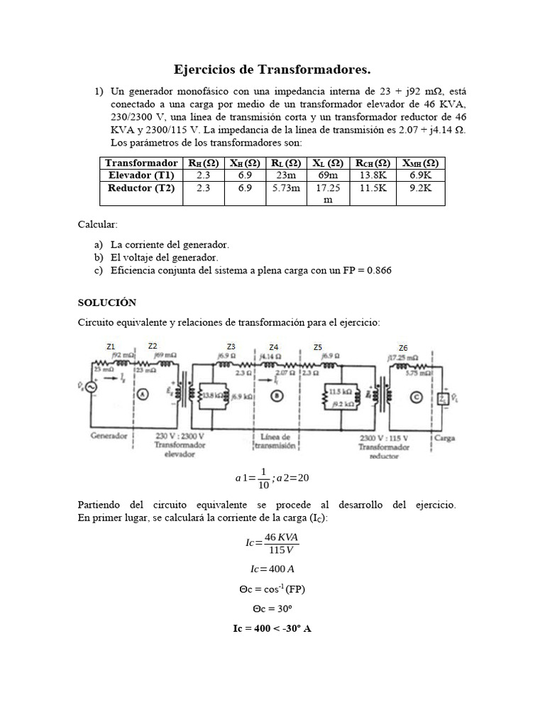Taller 2 Transformadores | PDF | Tecnología de información y comunicaciones | Energia electrica
