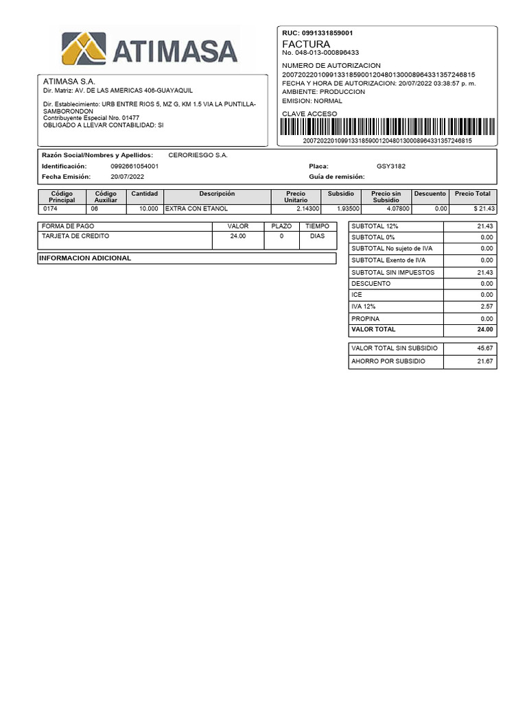 Atimasa 01 048 013 000896433 | PDF | Finanzas del gobierno | Impuestos