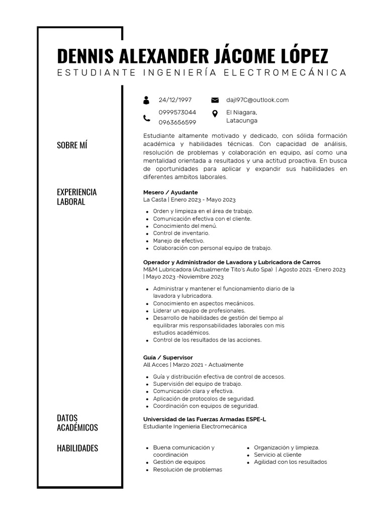Currículum Jácome Dennis | PDF