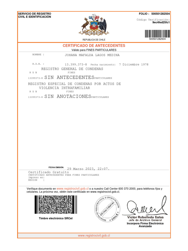 Certificado de Antecedentes | PDF | Derecho