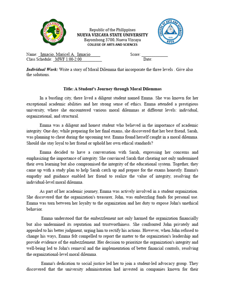 Story of Moral Dilemma | PDF | Integrity