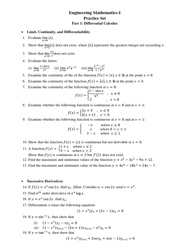 Question Set Engineering Mathematics | PDF | Function (Mathematics) | Algebra