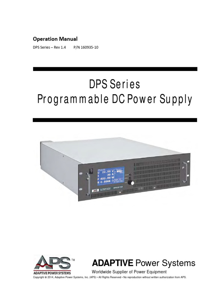 APS DPS Series DC Supply Operation Manual-PN 160935-10 Rev1.4 | PDF ...