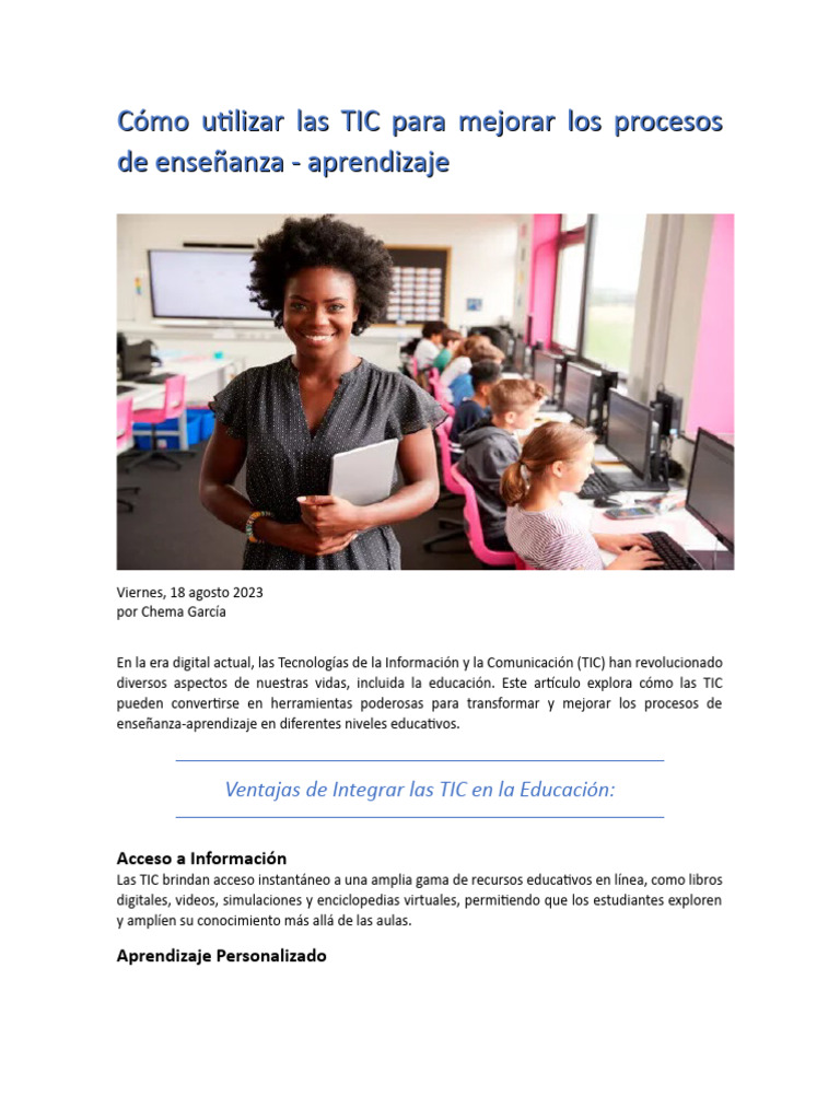 Cómo Utilizar Las Tic Para Mejorar Los Procesos De Enseñanza