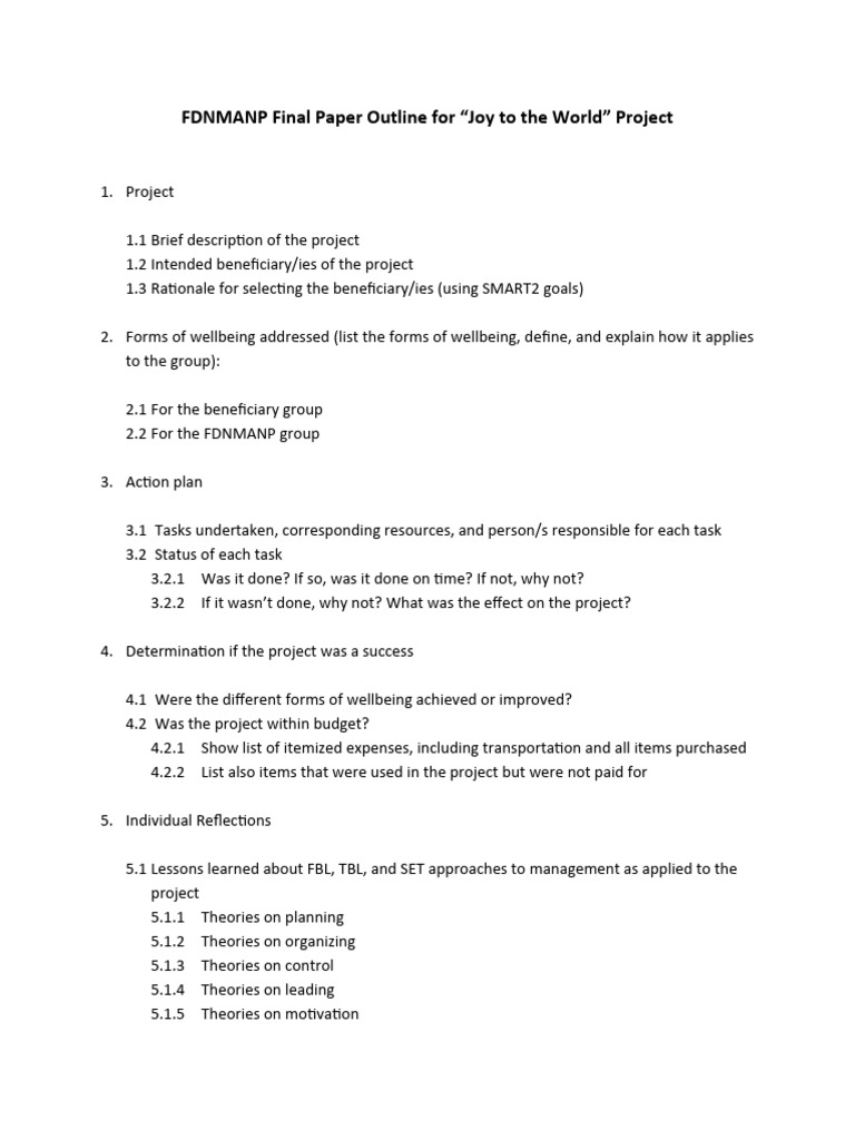 Final Paper Outline - Joy To The World Project | PDF | Citation | Apa Style