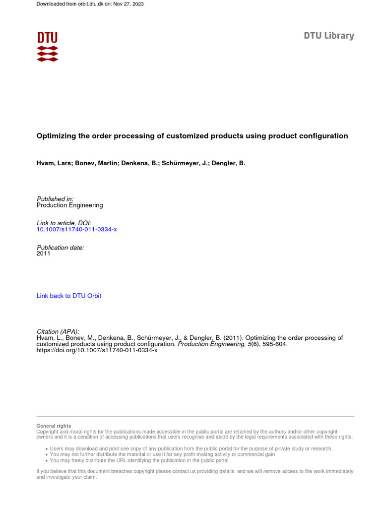 Optimizing The Order Processing of Customized Products Using Product ... Optimizing The Order Processing of Customized Products Using Product ...