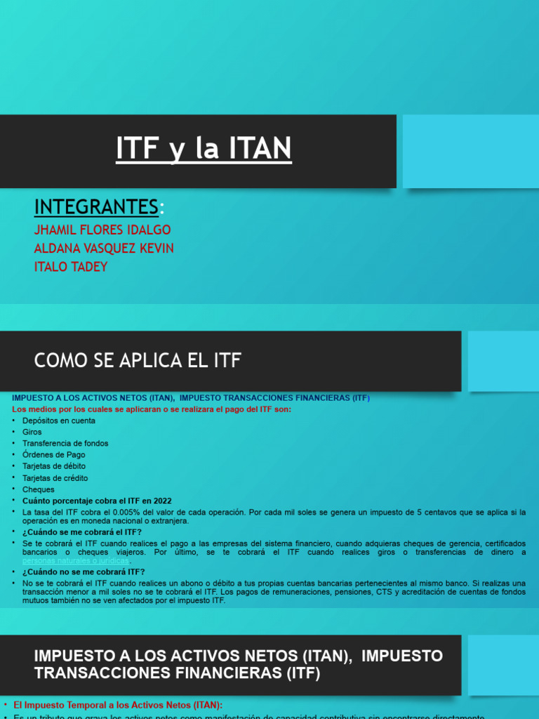 ITF y La ITAN - CONTABILIDAD | PDF | Impuestos | Impuesto sobre la renta