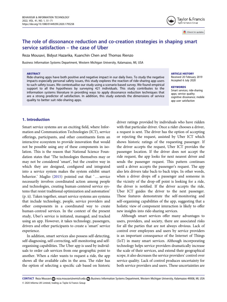 The Role of Dissonance Reduction and Co-Creation Strategies in Shaping Smart Service Satisfa ...