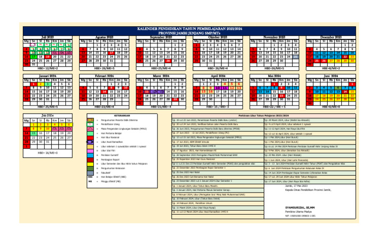 Draft Kalender Akademik 2023 - 2024 SMP MTs Ok | PDF