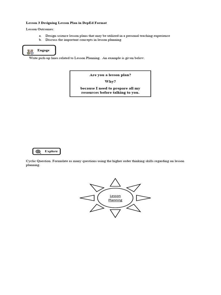 Lesson 3 Designing Lesson Plan in DepEd Format | PDF | Lesson Plan ...
