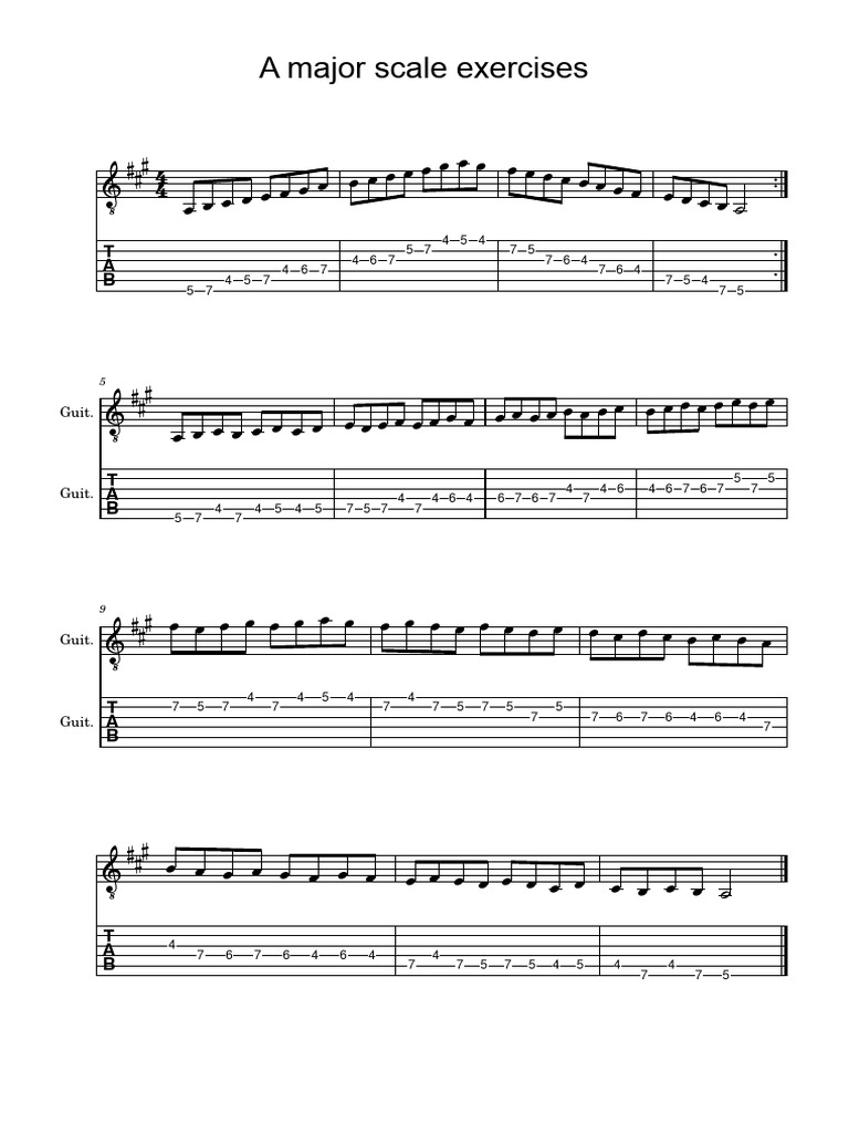 A Major Scale Exercises | PDF