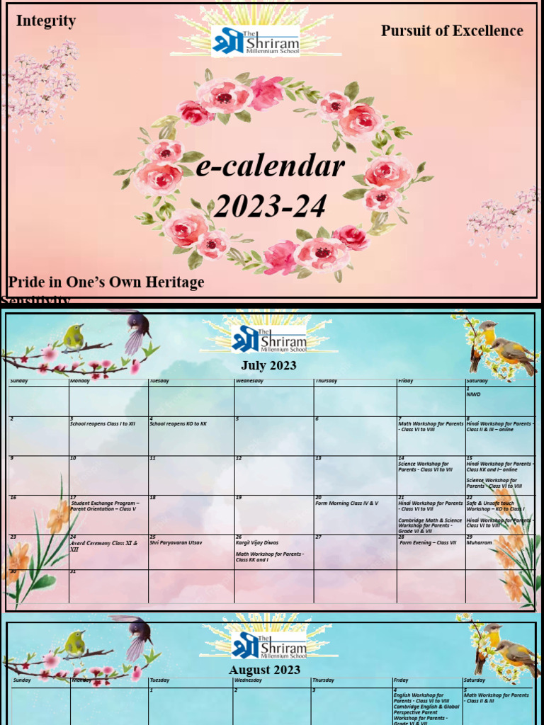 E-Calendar 2023-24: Integrity Pursuit of Excellence | PDF | Observances | Religious Holidays
