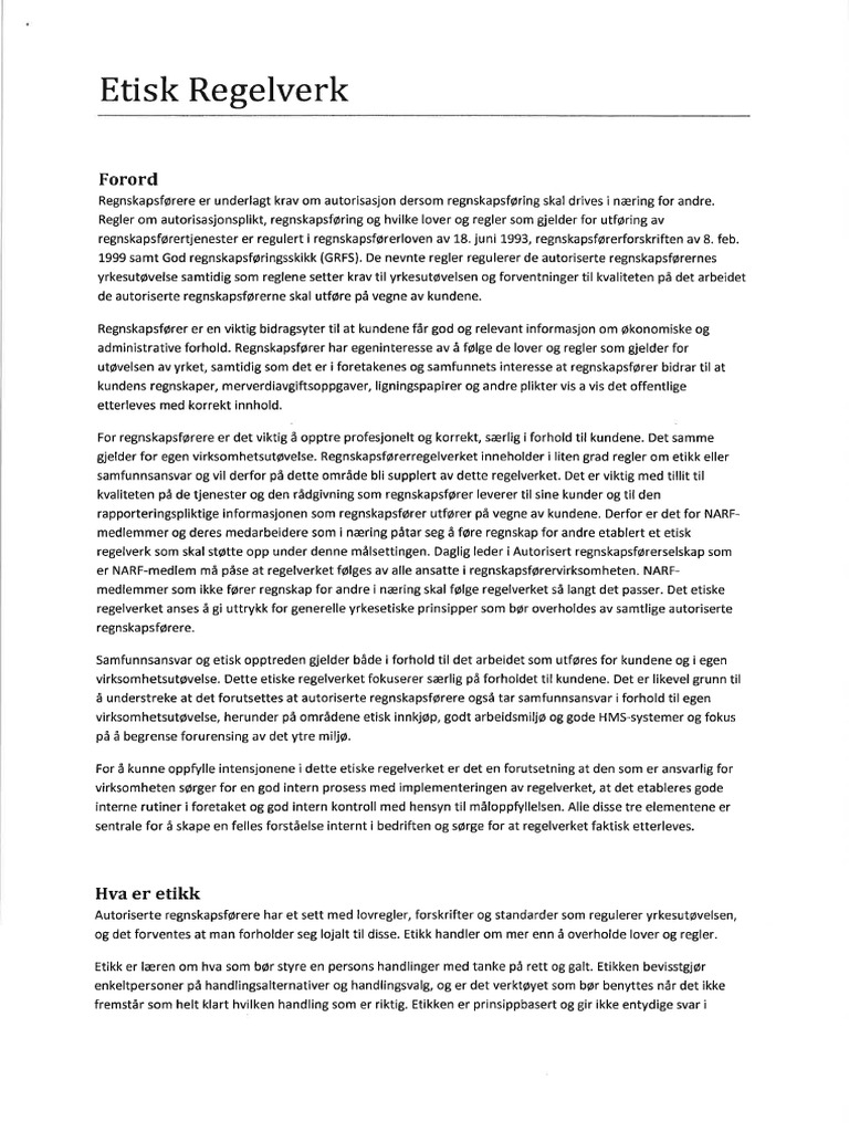 Etisk Regelverk Med Eksempelsamling | PDF
