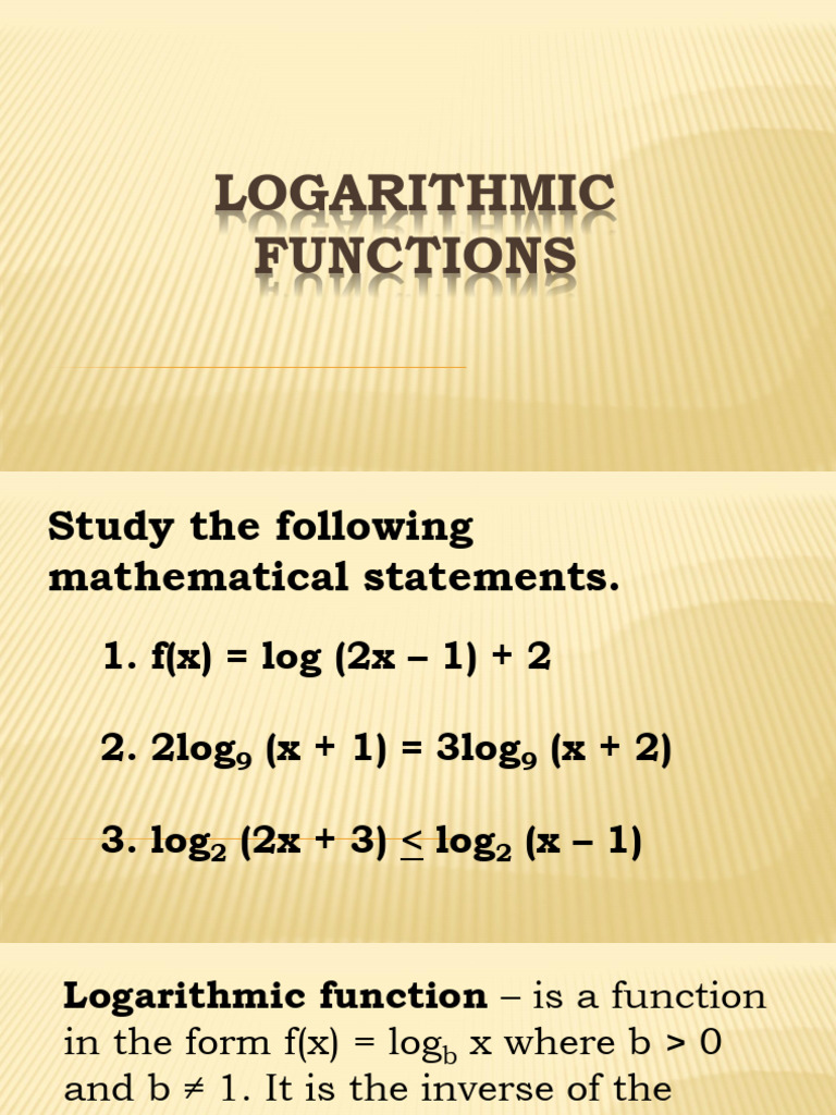 Logarithmic Functions | PDF | Logarithm | Exponentiation Logarithmic Functions | PDF | Logarithm | Exponentiation