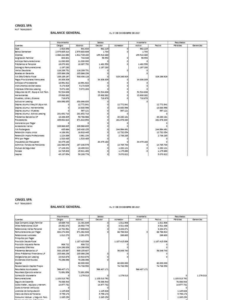 Balance Cingel 2021 | PDF | Bancos | Crédito