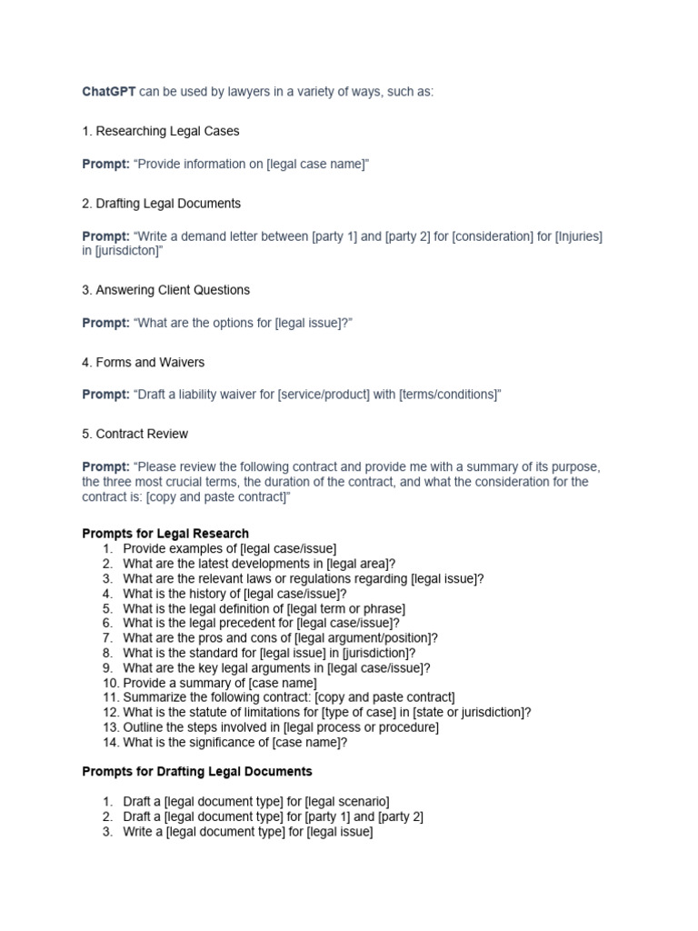 ChatGPT Prompts for Lawyers | PDF | Non Disclosure Agreement | Complaint