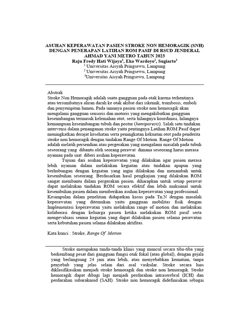Jurnal - Rom Pada Pasien Stroke Non Hemoragik | PDF