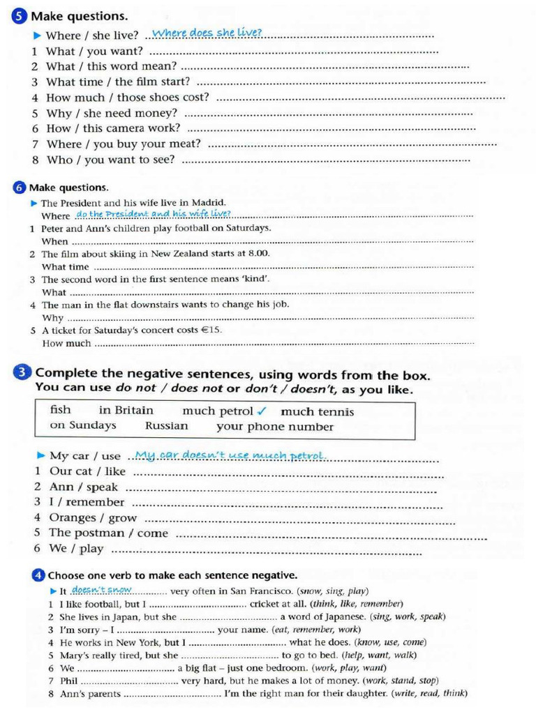 Simple Present Exercises | PDF