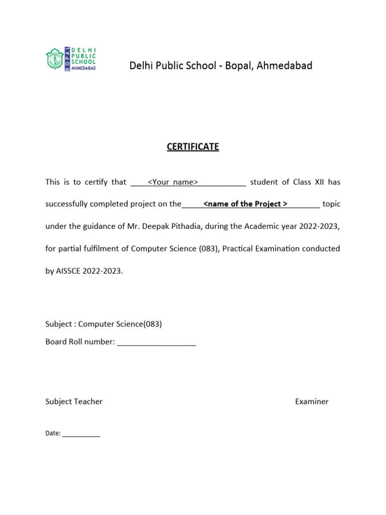 Project Certificate | PDF