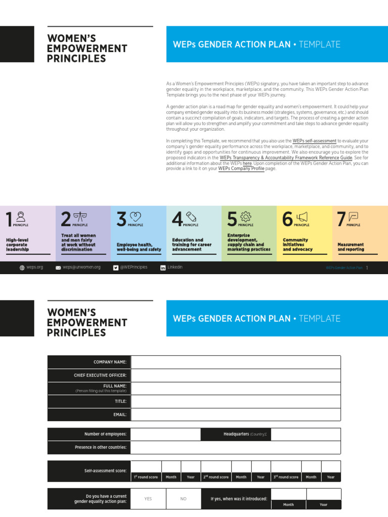 WEPs Gender Action Plan Template | Download Free PDF | Goal | Empowerment