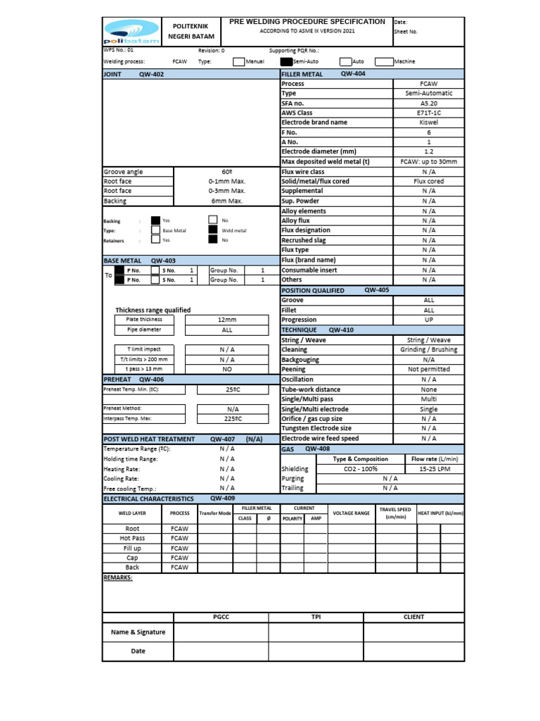 PWPS Donpy | PDF | Construction | Welding