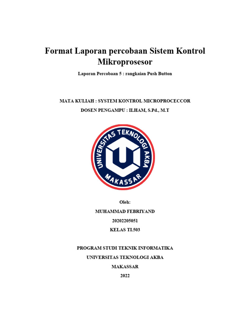 Format Laporan 5 Percobaan Sistem Kontrol Mikroprosesor | PDF