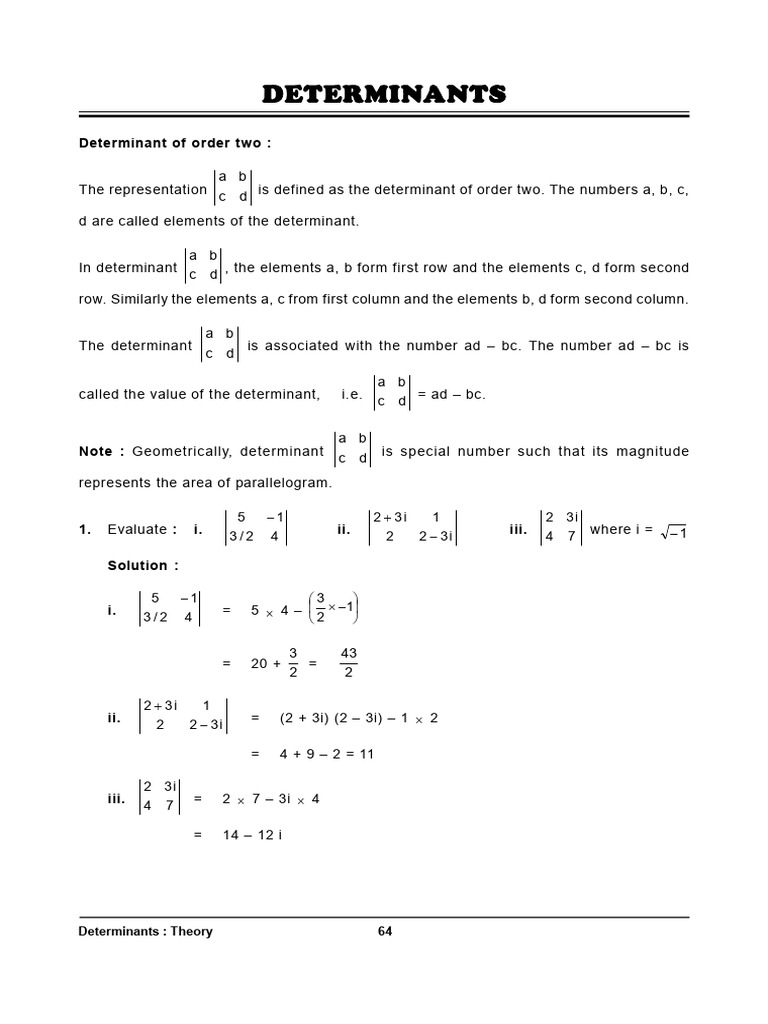 Determinants (Theory) .PMD | PDF | Determinant | Equations
