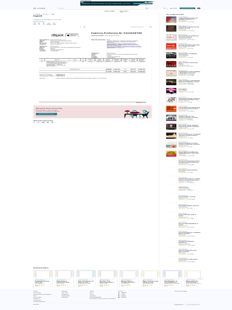 Ispot: Faktura Proforma NR 3323038789 | PDF