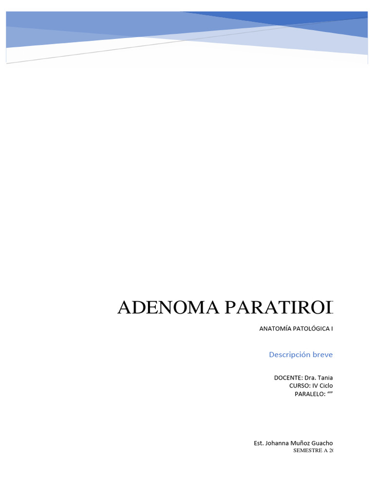 Adenoma Paratiroideo | PDF | Especialidades Medicas | Medicina CLINICA