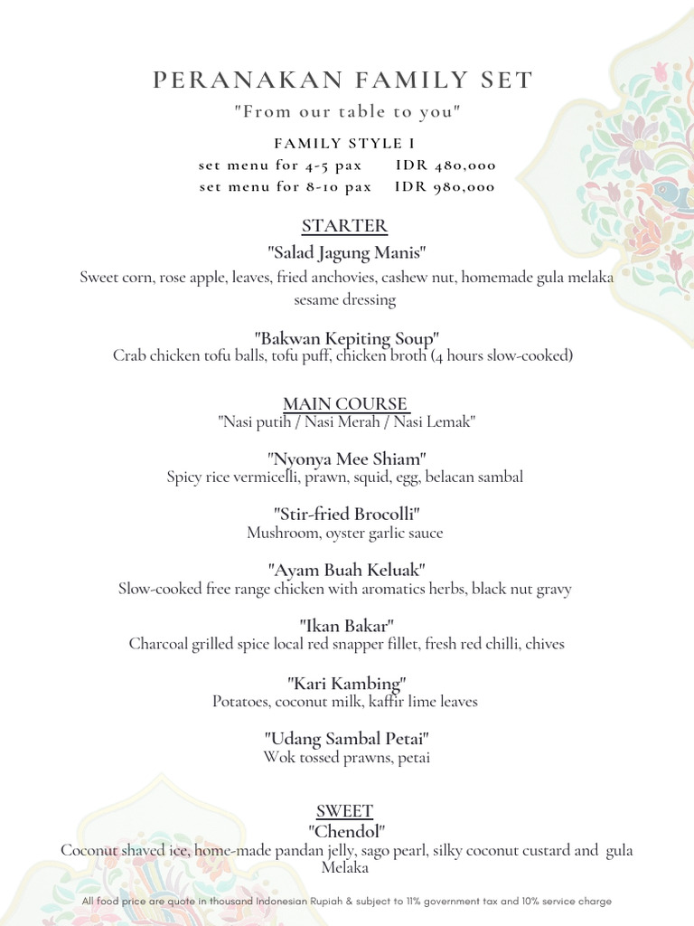 Menu Peranakan Fix | PDF | Curry | Tofu