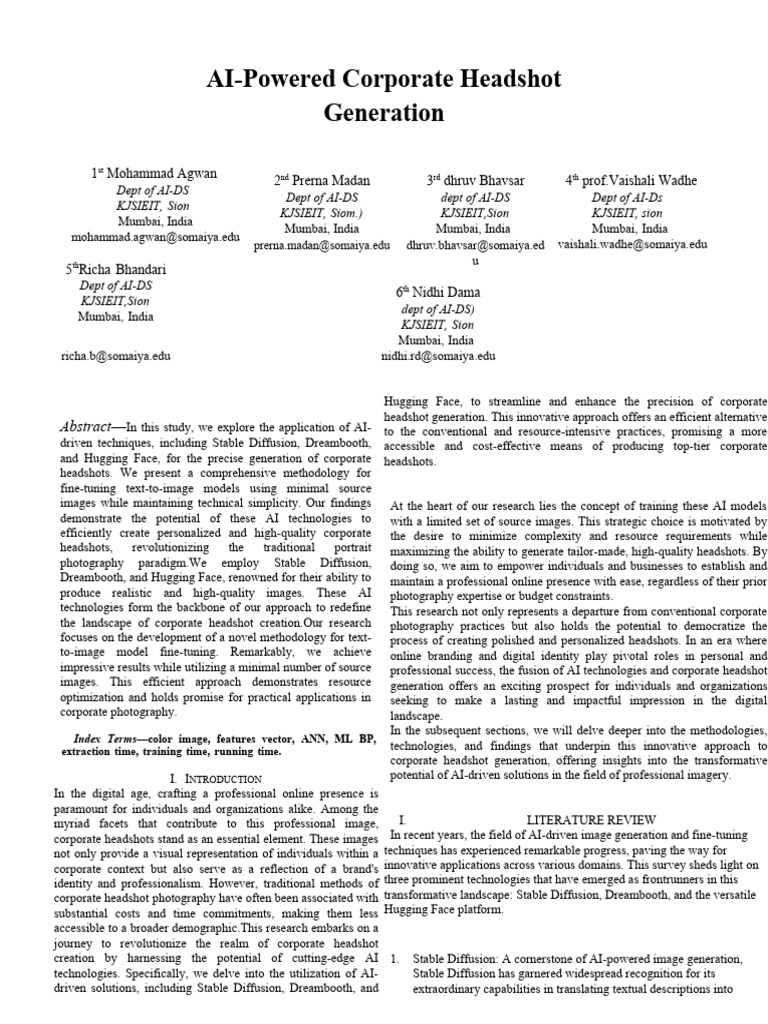 Paper On Ai Headshots | PDF | Artificial Intelligence | Intelligence ...