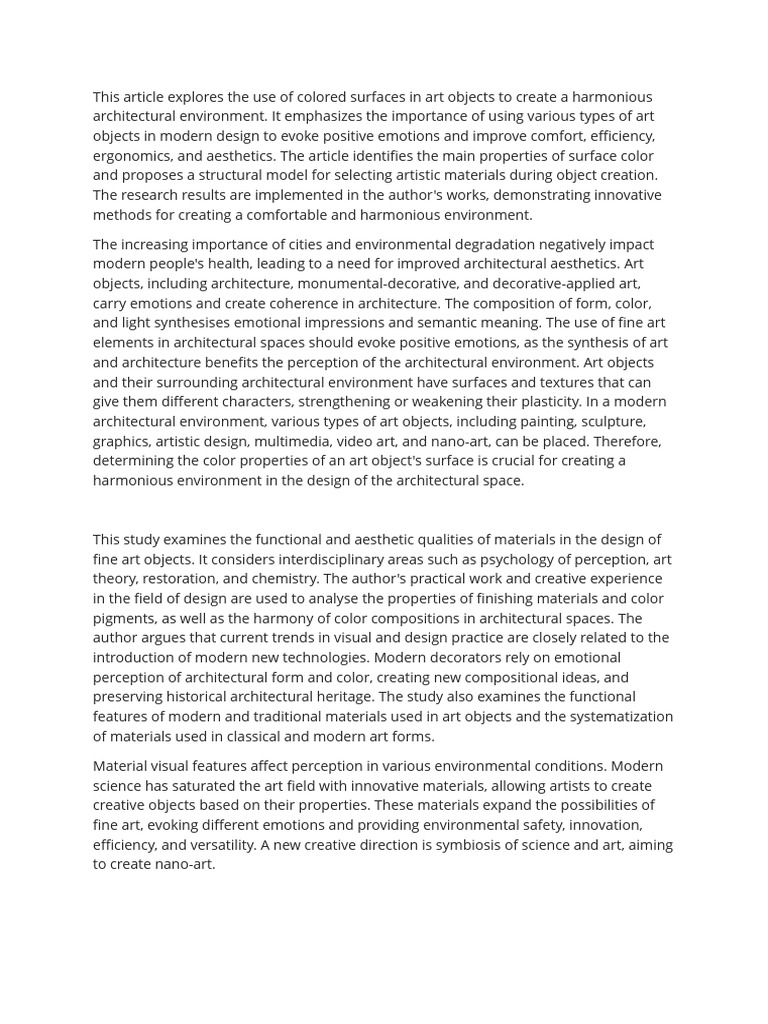 This Article Explores The Use of Colored Surfaces in Art Objects To ...