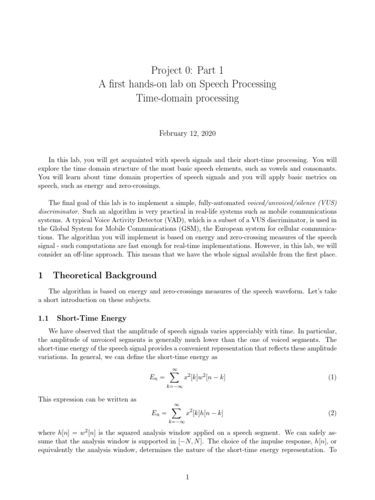 Hands-On Lab On Speech Processing-Time-domain Processing - 2021 | PDF ... Hands-On Lab On Speech Processing-Time-domain Processing - 2021 | PDF ...