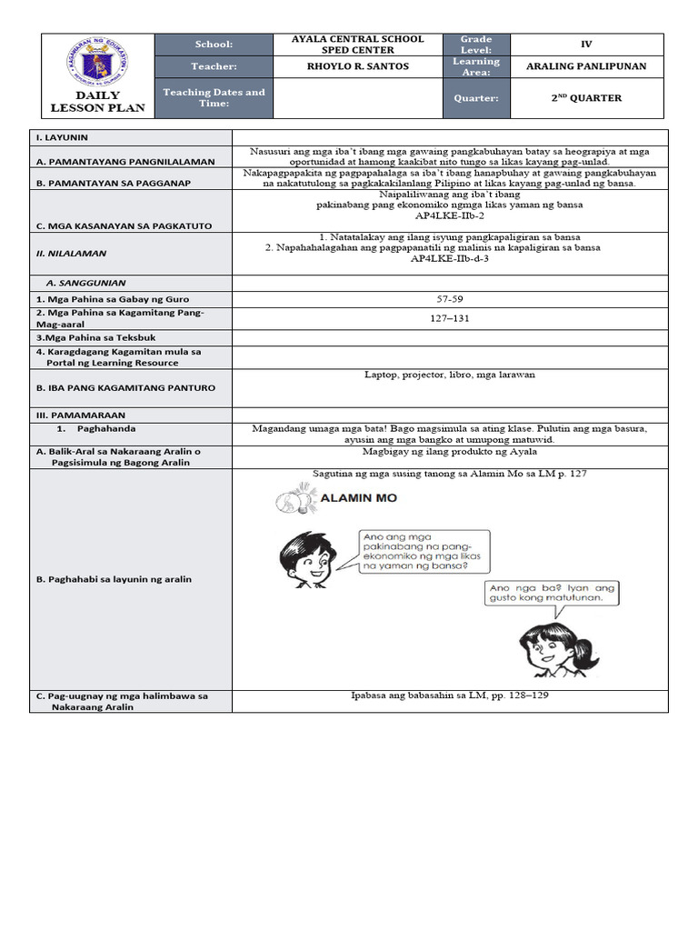 Daily Lesson Plan - Arpan Iv - Q2-W2 | PDF