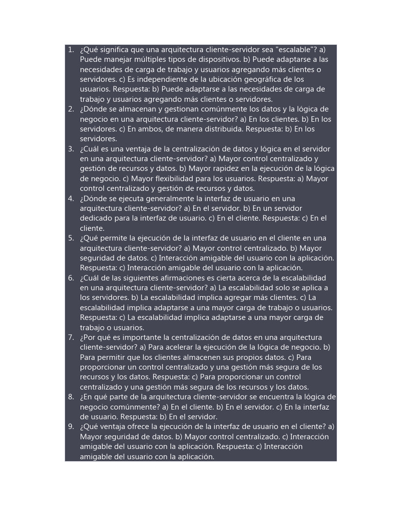 PREGUNTAS | PDF | Modelo cliente-servidor | Servidor (Computación)