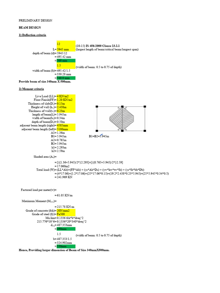Preliminary Design (Beam and Column) | PDF | Beam (Structure) | Building Technology